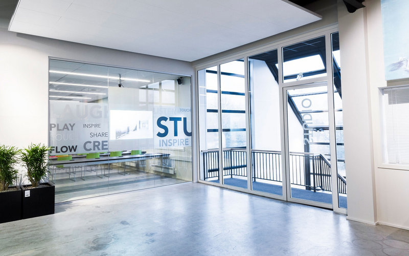 Triplan TP Fire S fire-rated glass wall in steel frames